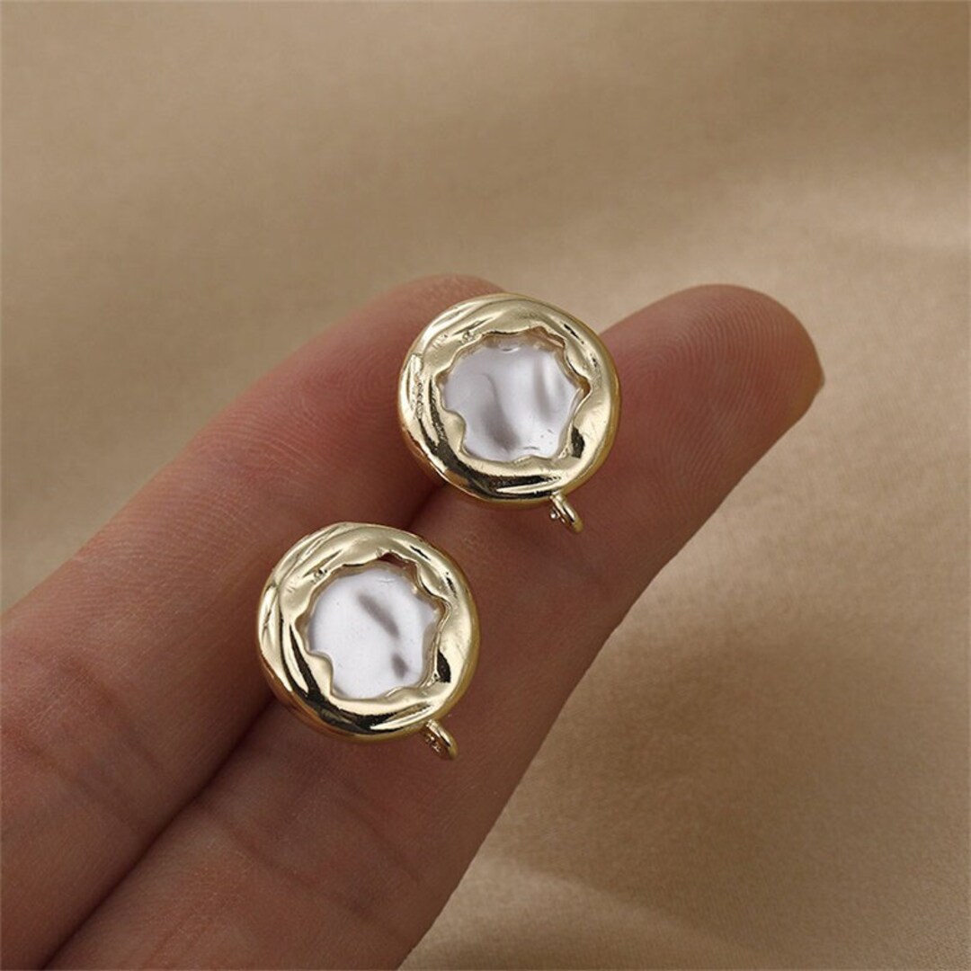 6pcs Baroque Pearl Earring Stud,18k Gold Plated Brass Earring Stud With ...