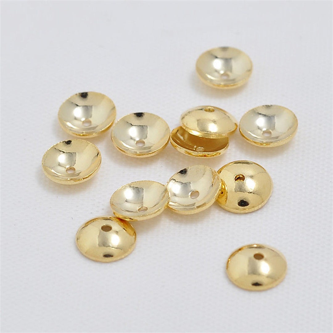100pcs Real Gold Plated Brass Bead Caps,polished Gold Plated Smooth ...