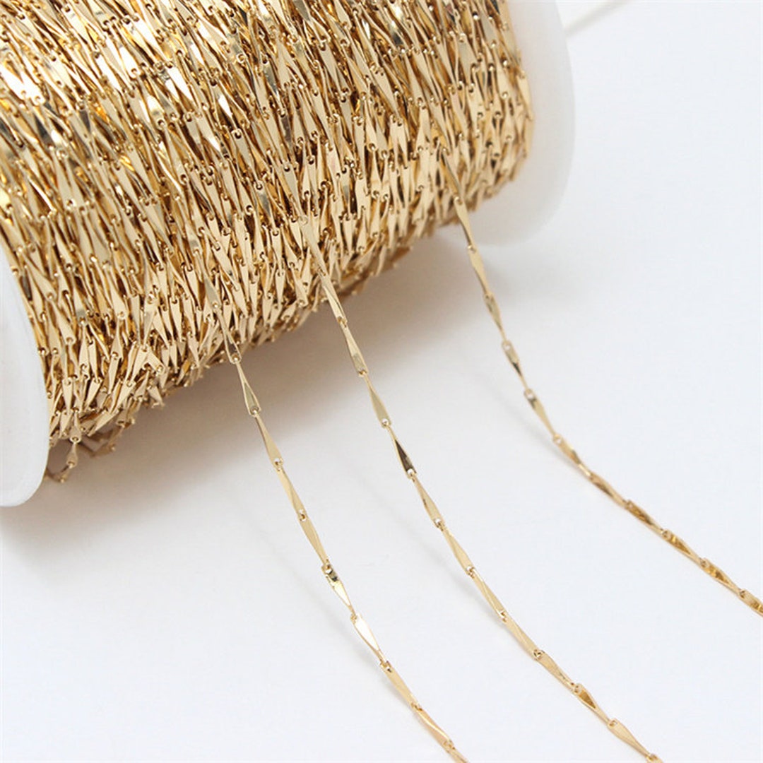 2 Meters Real Gold Plated Brass Bar Chain,chain Jewelry Finding ...