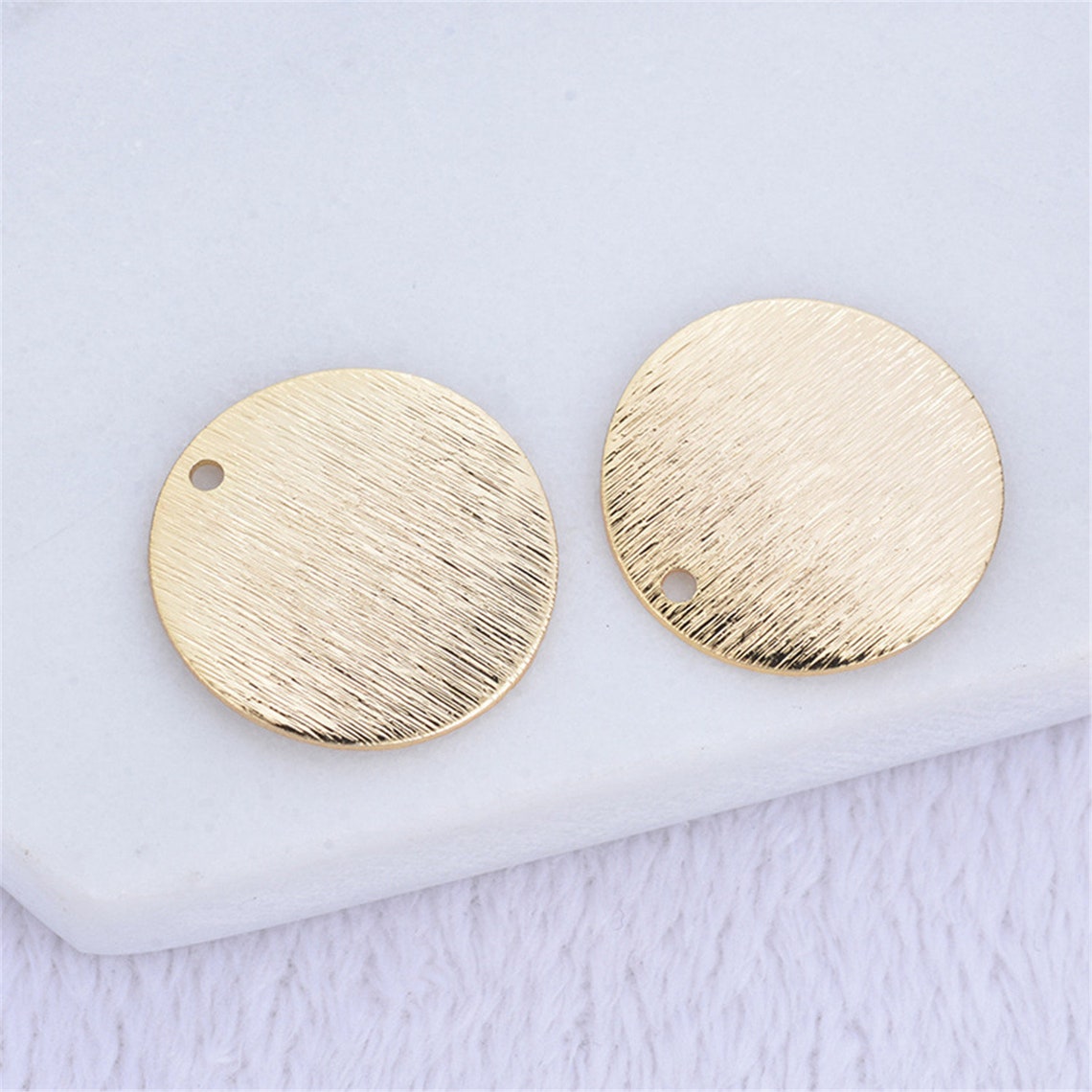 20pcs 24K Real Gold Plated Round Shape Charmbrushed Gold - Etsy