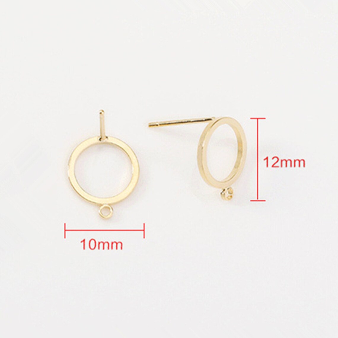 High-quality 10pcs Real Gold Plated Hollow Round Ear Stud,gold Ear Post ...