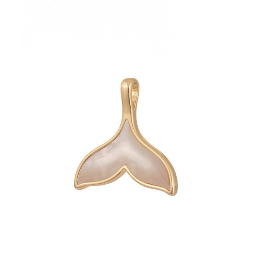 2pcs Real Gold Fish Tail Pendant Charm,shell Tail Pendant Charm ...