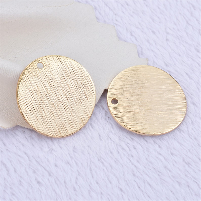 20pcs 24K Real Gold Plated Round Shape Charm,brushed Gold Plated Brass ...