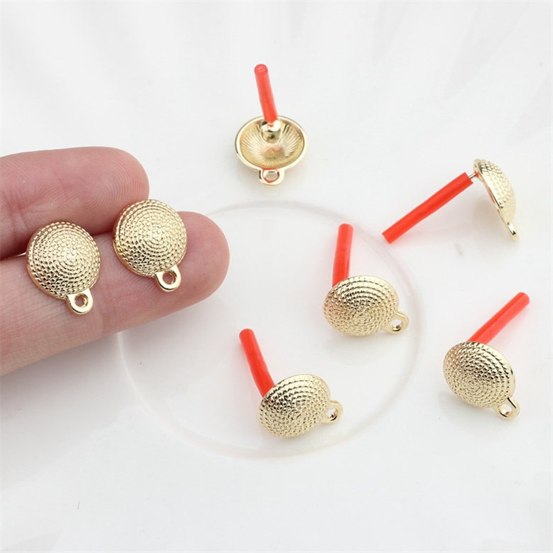 10pcs Gold Round Earring Stud,circle Ear Post,earring Attachment ...