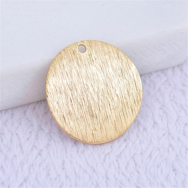 20pcs 24K Real Gold Plated Round Shape Charm,brushed Gold Plated Brass ...