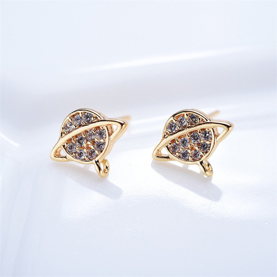 10pcs Shiny Zircon Planet Earring StudCZ Pave Earring Post | Etsy