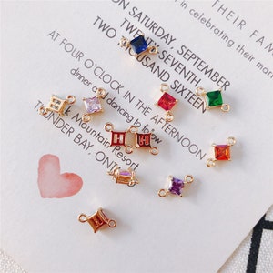 10pcs Mini Size Square Geometric Shape Zircon Connector Charm,gemstone ...