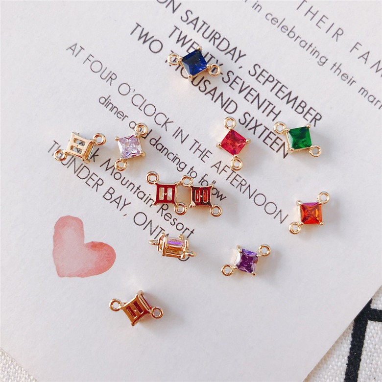 10pcs Mini Size Square Geometric Shape Zircon Connector - Etsy