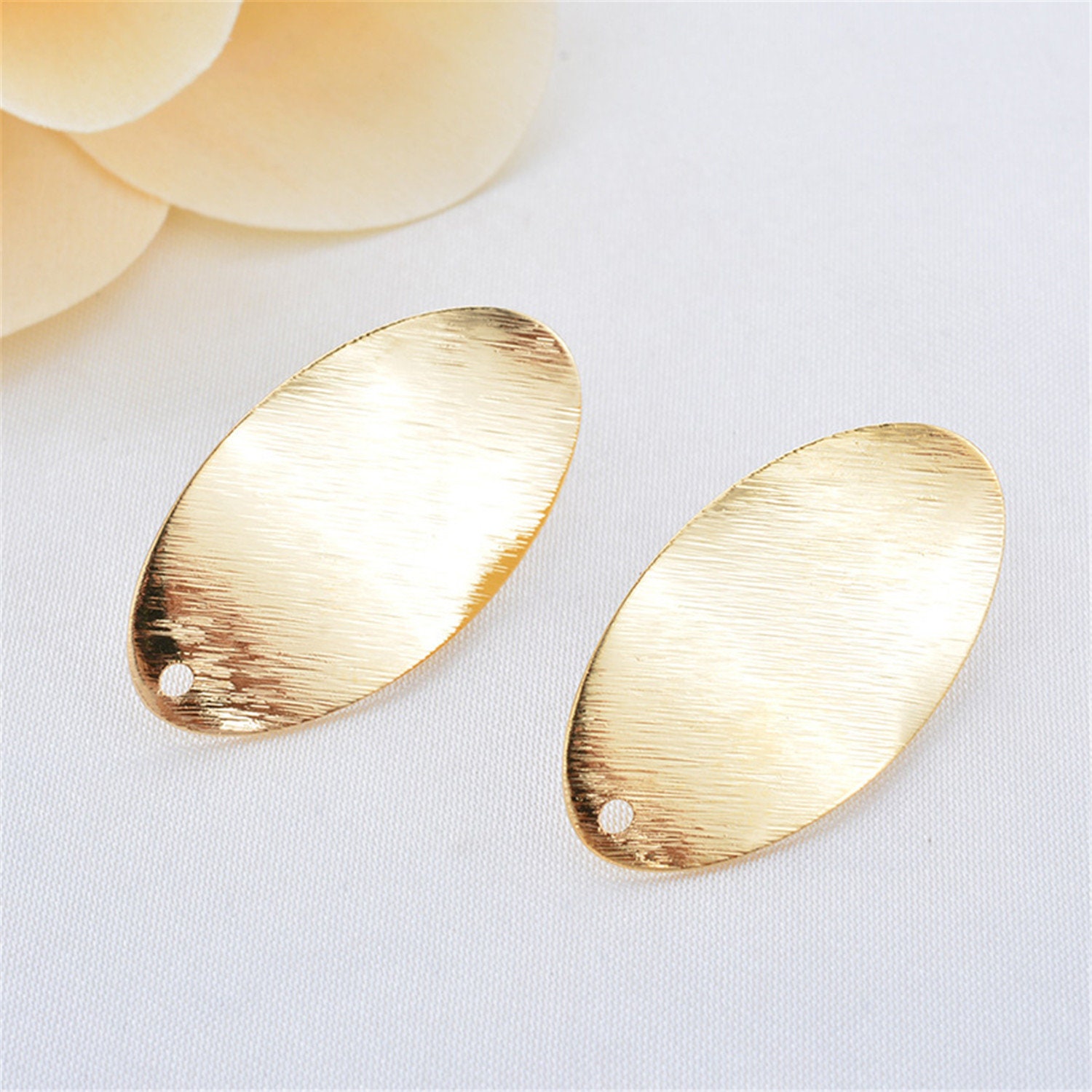 20pcs 24K Gold Plated Oval Shape Ear Studbrushed Gold Plated - Etsy
