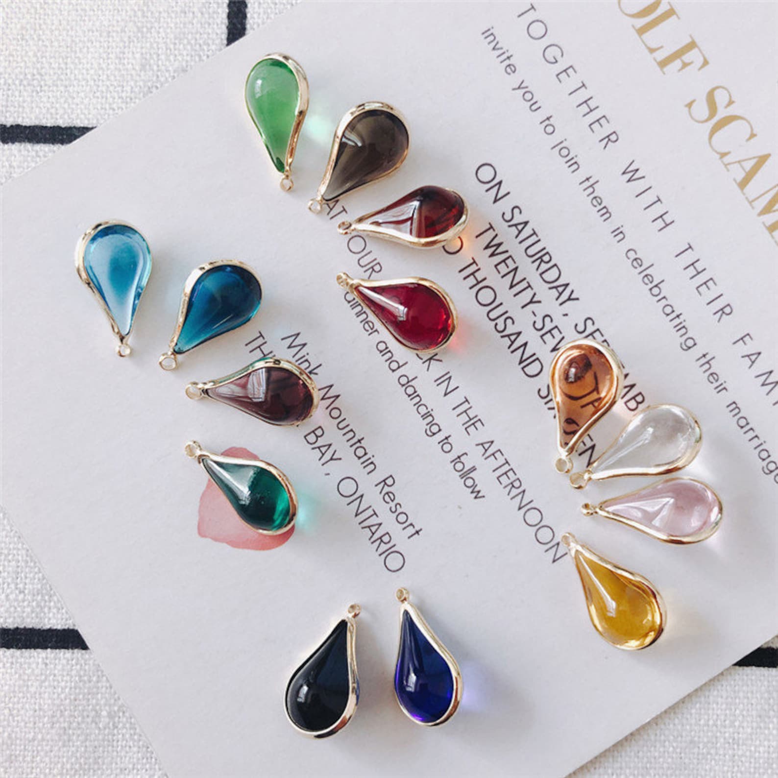 10pcs Water Drop Shape Rhinestone Pendant Charm,teardrop Shape Glass ...