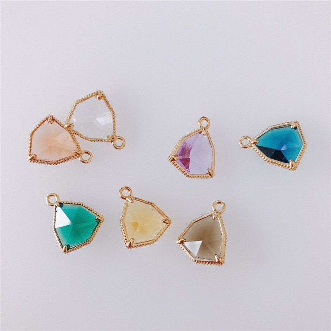 10pcs Triangle Geometric Shape Zircon Pendant Charm,earring Pendant ...