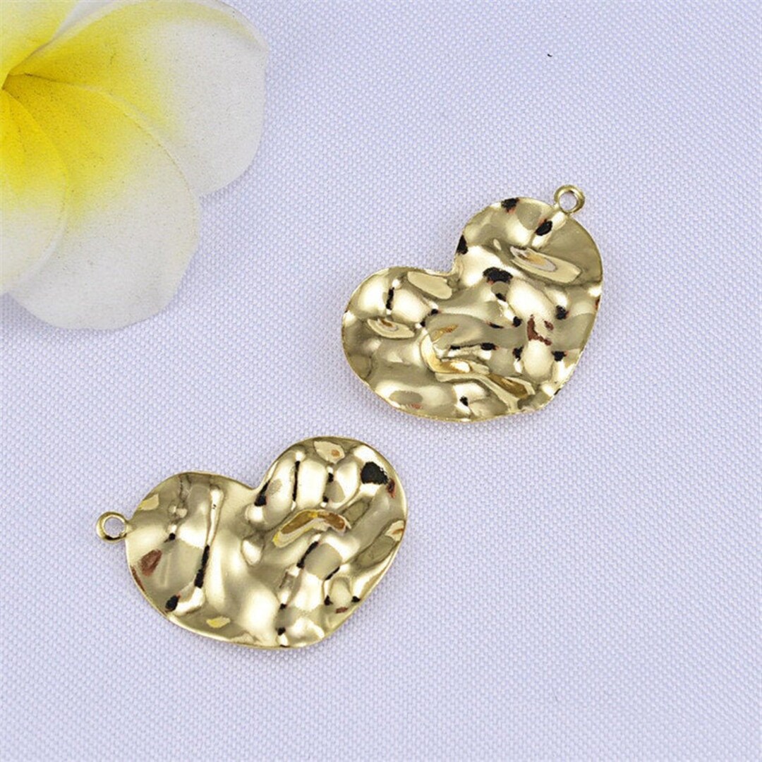 20pcs Real Gold Plated Brass Heart Shape Pendant Charm,hammered Brass ...