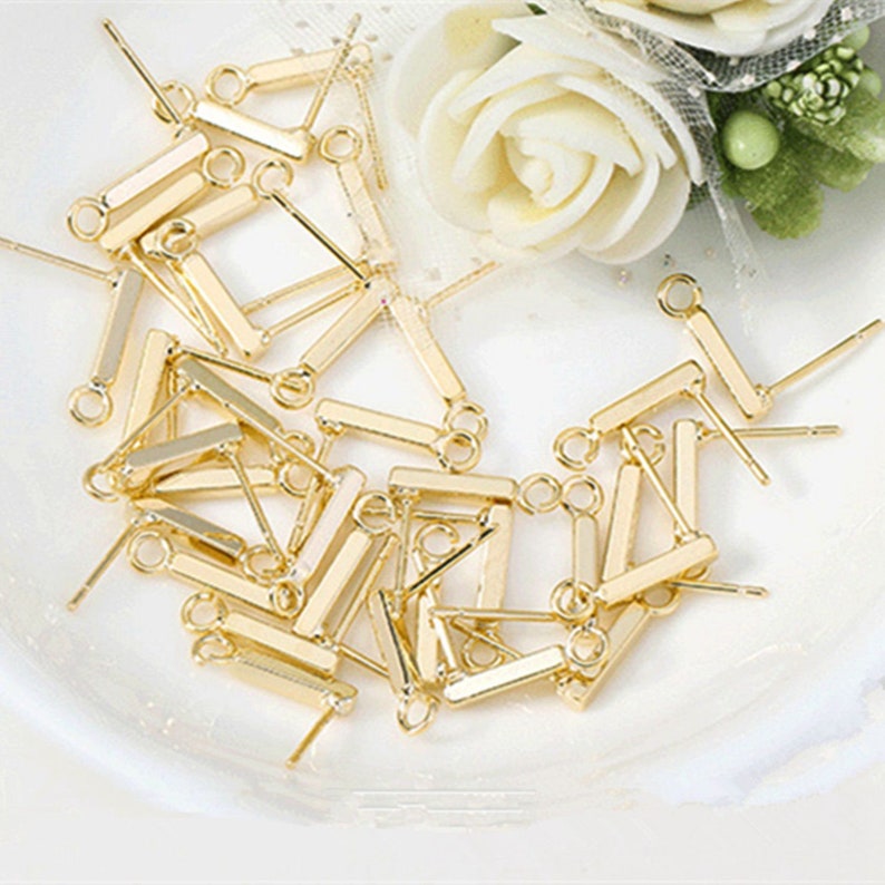 High-quality 10pcs Real Gold Plated Long Bar Ear Stud,rectangle Ear ...