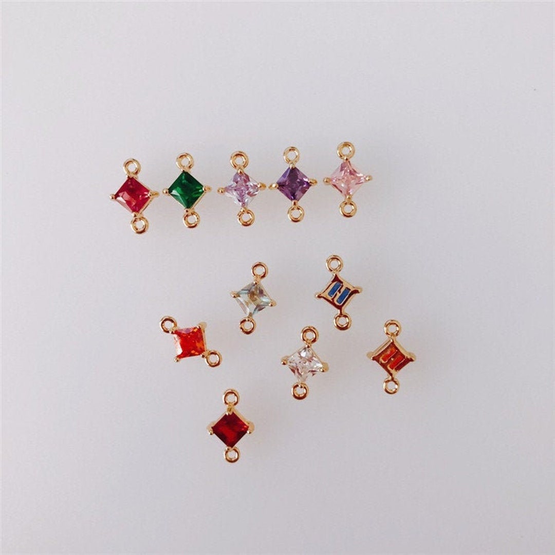 10pcs Mini Size Square Geometric Shape Zircon Connector Charm,gemstone ...