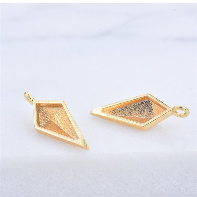 20pcs 24K Real Gold Plated Brass Rhombus Pendant Charmbrass | Etsy
