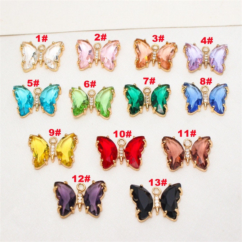 10pcs Crystal Glass Butterfly Pendant Charmgemstone Butterfly | Etsy