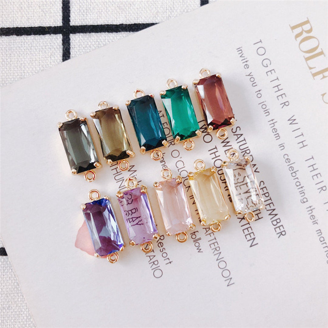 Rectangle Geometric Shape Zircon Connector Charm,rectangle Gemstone ...