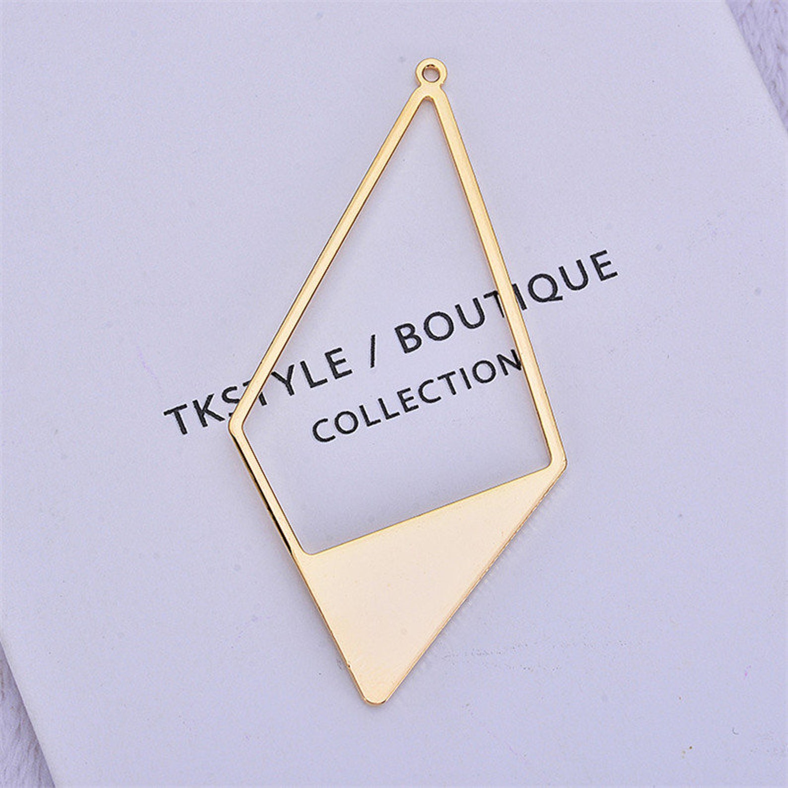 10pcs Real Gold Plated Hollow Rhombus Pendantgeometric Brass - Etsy