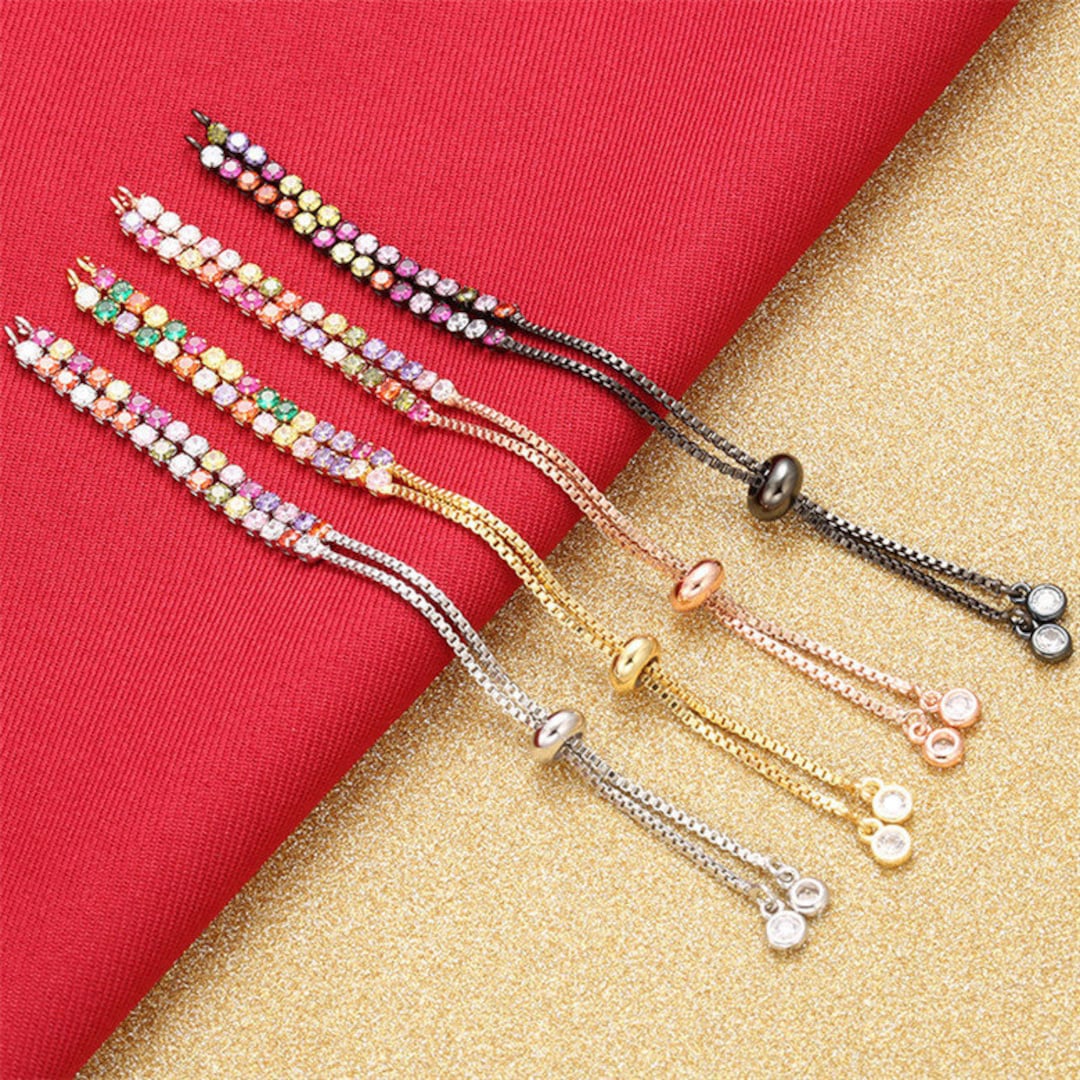 5pcs Brass Box Chain,sliding Adjustable Bracelet Chain,multicolor ...