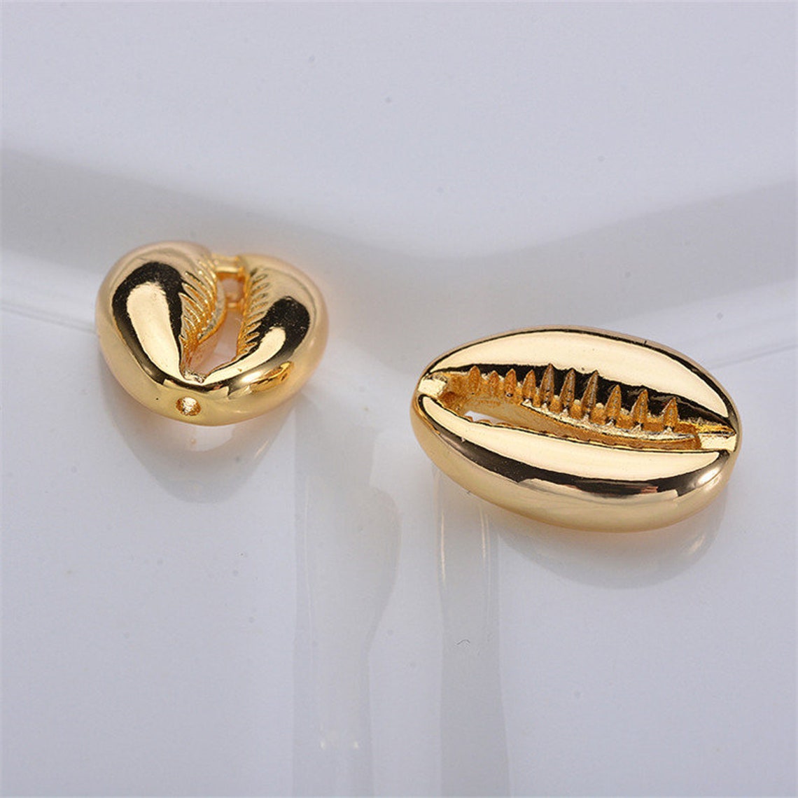 10pcs 24K Real Gold Plated Shell Beads Brass Shell Beads | Etsy