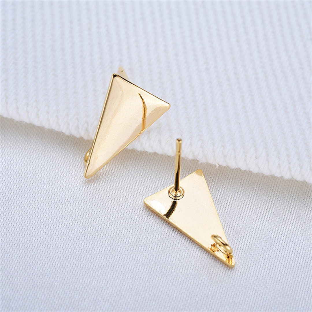 20pcs Real Gold Plated Triangle Earring Stud,geometric Brass Earrings ...