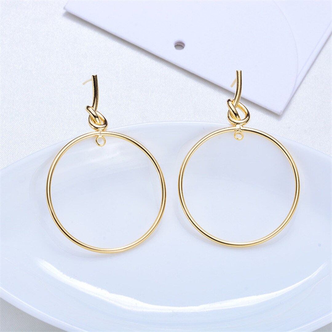 10pcs Large Size Circle Earring Stud,real Gold Plated Round Pendant Ear ...