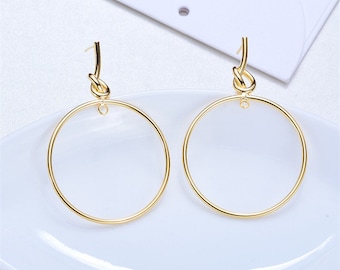 10pcs Real Gold Plated Brass Earring Stud,ear Posts With Loop,brass ...