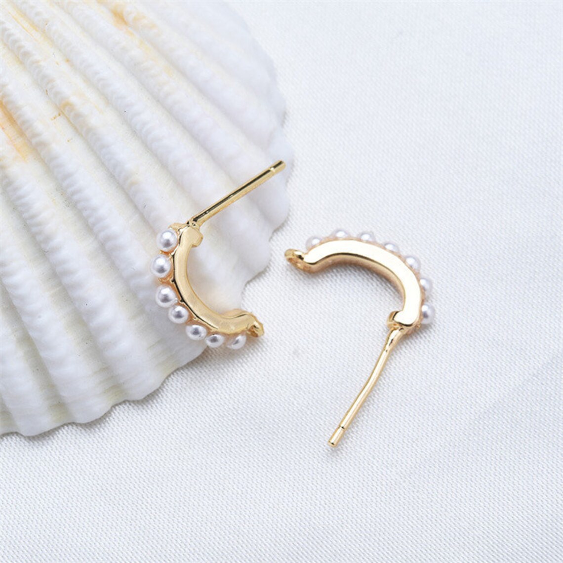 10pcs 24K Real Gold Plated Brass C Shape Earring Studfaux - Etsy