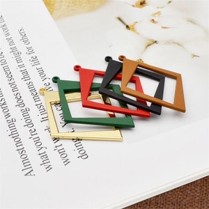 10pcs Hollow Rhombus Geometric Shape Painted Pendant Charm, Painted ...