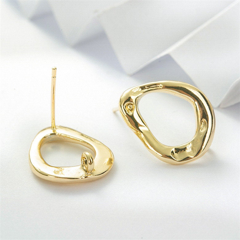 10pcs Real Gold Plated Water Drop Shape Earring Stud,hollow Teardrop ...