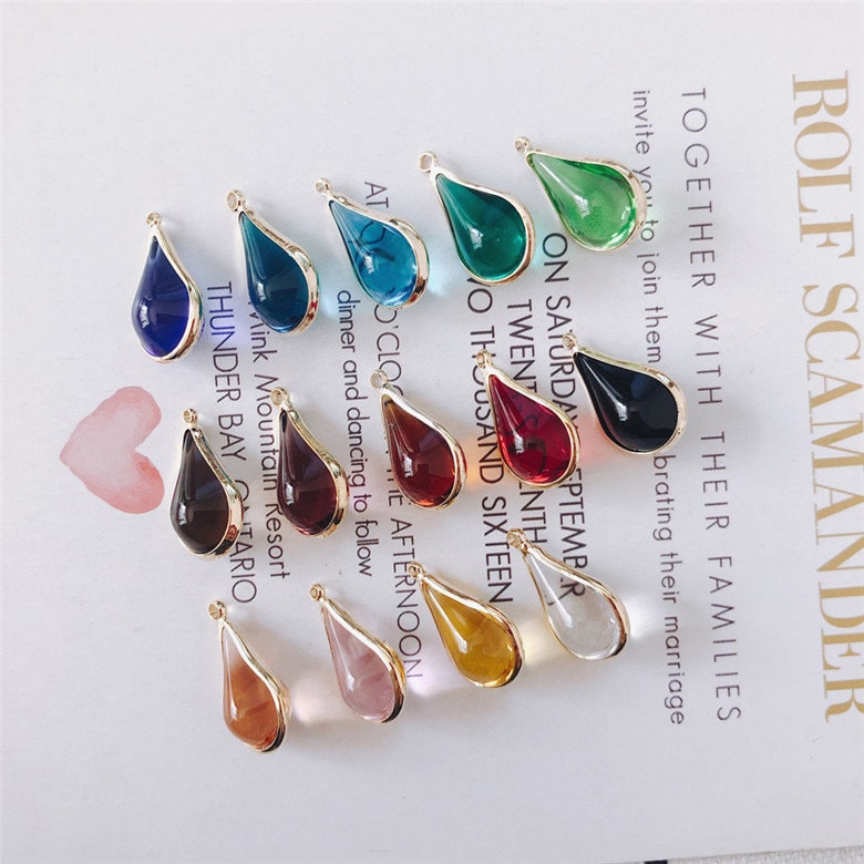 10pcs Water Drop Shape Rhinestone Pendant Charm,teardrop Shape Glass ...