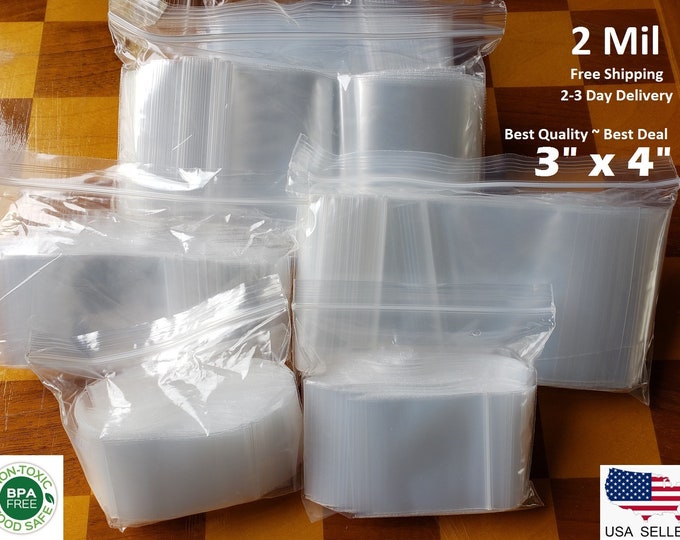 100 Reclosable 3x4 Transparent Plastic Zip Bags - Etsy