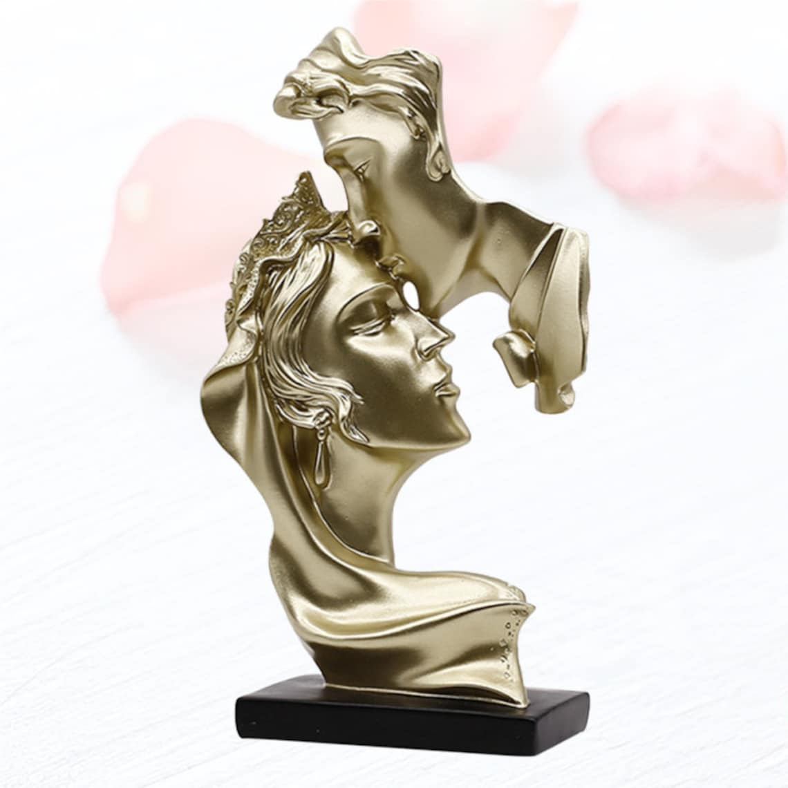 Romantic Kiss Sculpture Gold Couple Love Statue Silver Etsy
