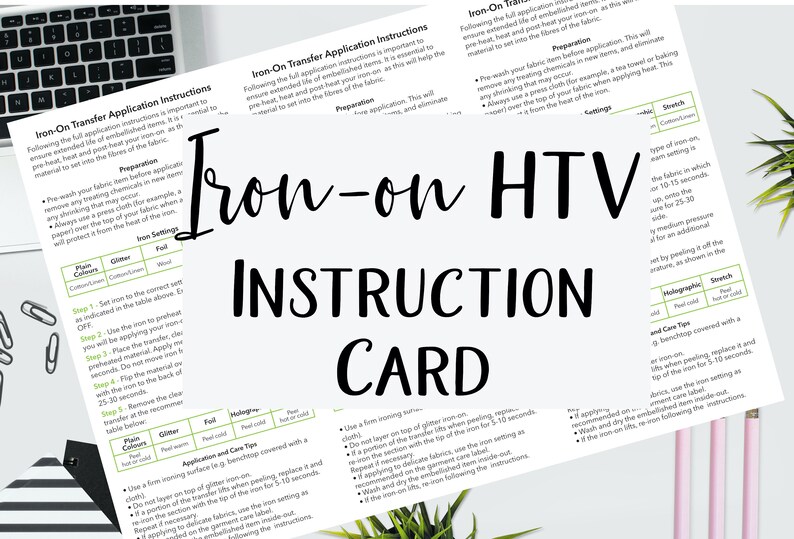 Detailed HTV Application Instructions Printable Thorough | Etsy