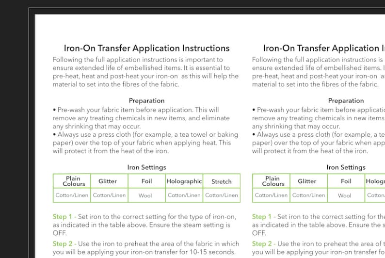 Detailed HTV Application Instructions Printable Thorough | Etsy