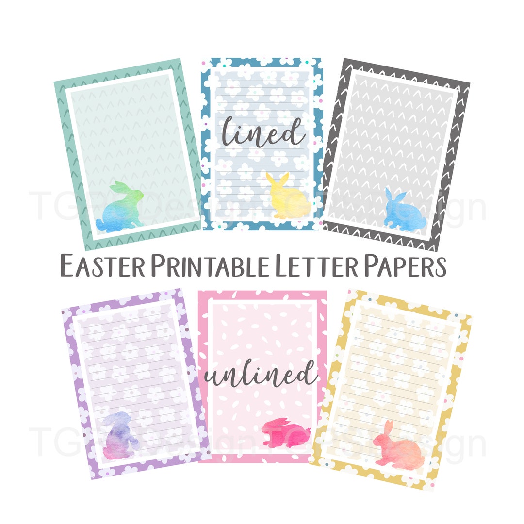 6x Printable Easter Stationery Letter Papers Easter Bunny Letter ...