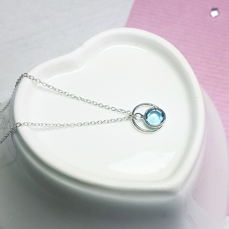 March Birthstone Necklace Aquamarine Sterling Silver Birthday - Etsy UK
