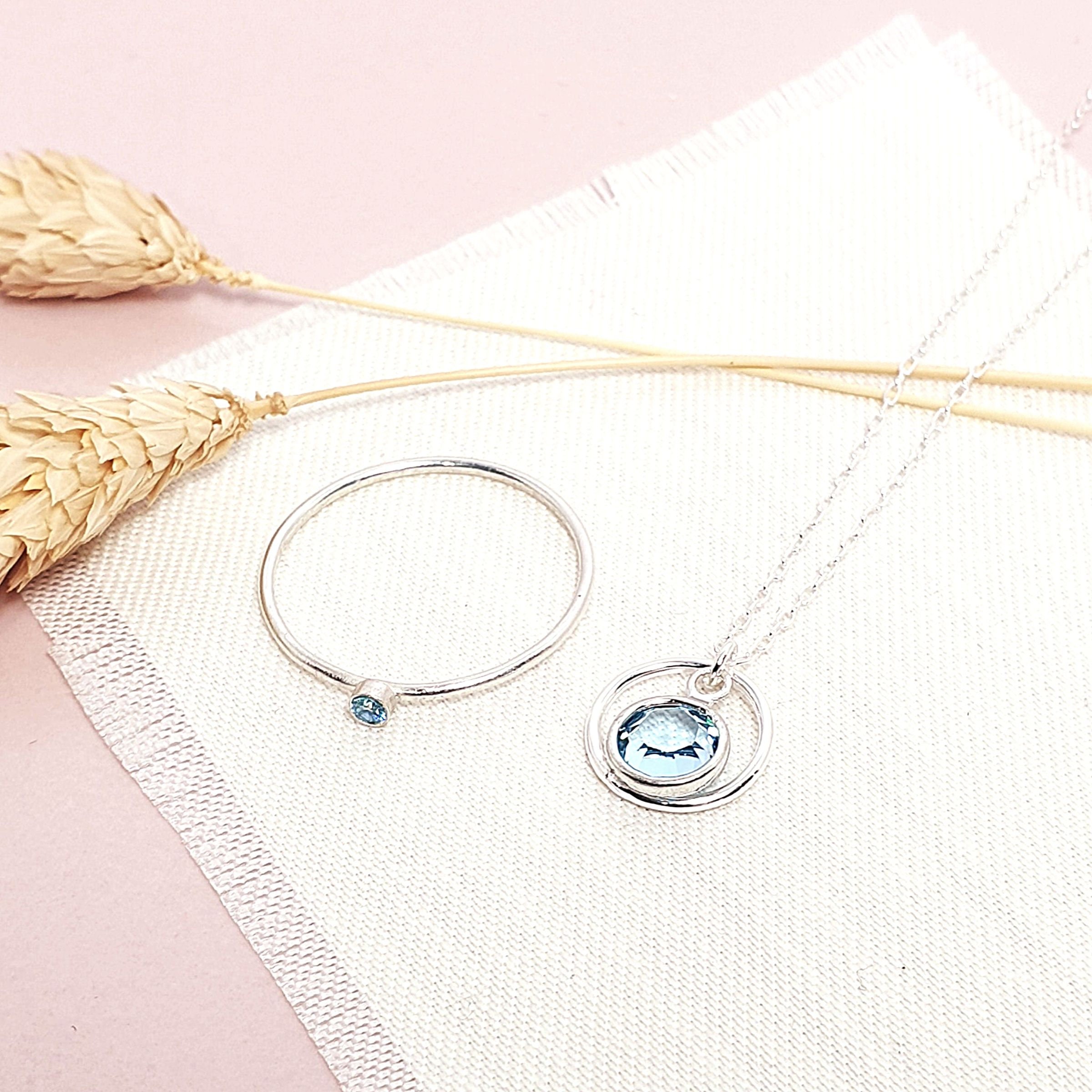 March Birthstone Necklace Aquamarine Sterling Silver Birthday - Etsy UK