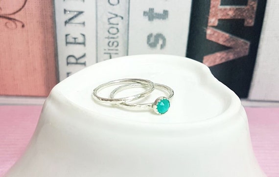 Amazonite Gemstone Ring Sterling Silver Ring Stacking Ring | Etsy UK