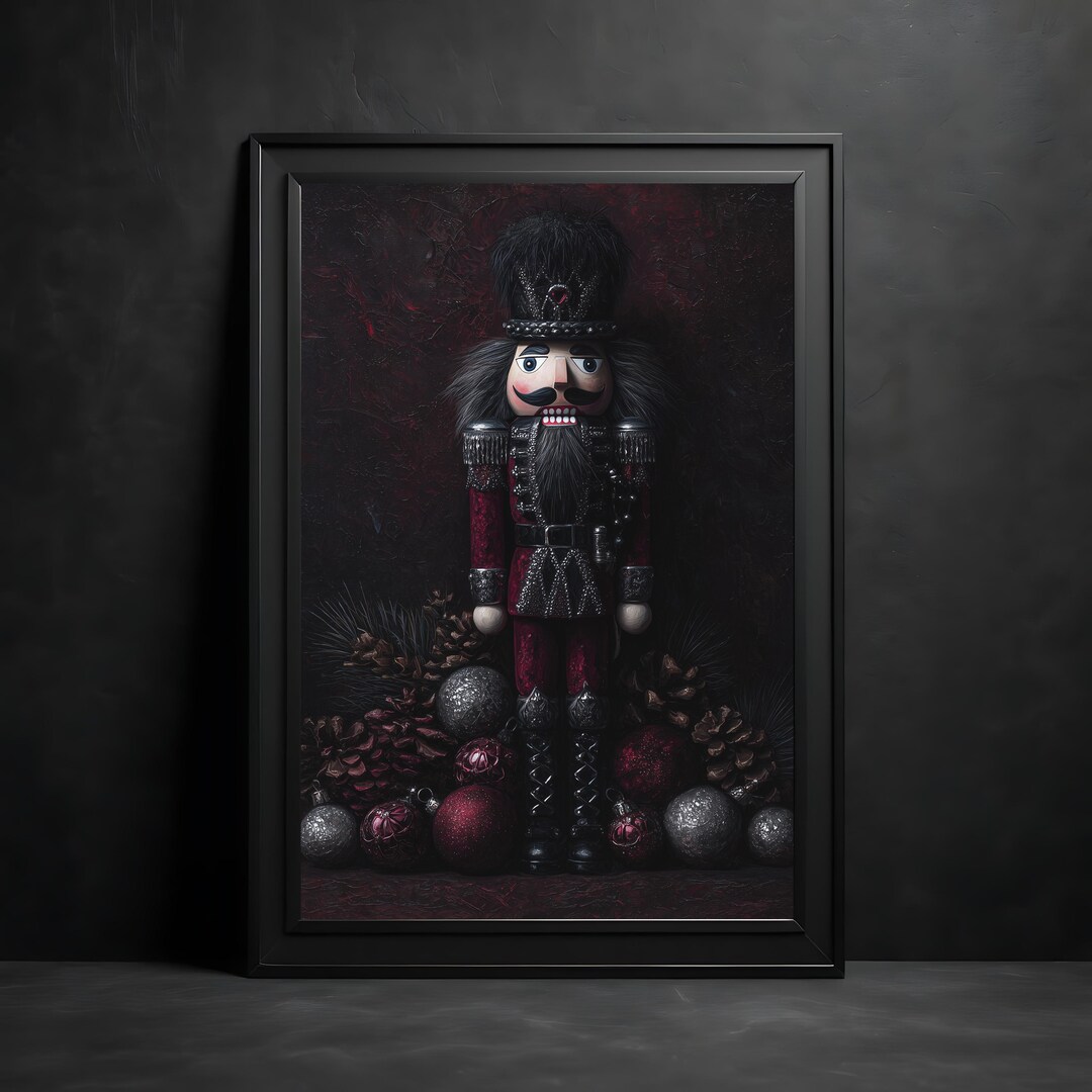 Dark Academia Nutcracker Print, Gothic Christmas Wall Decor, Dark ...