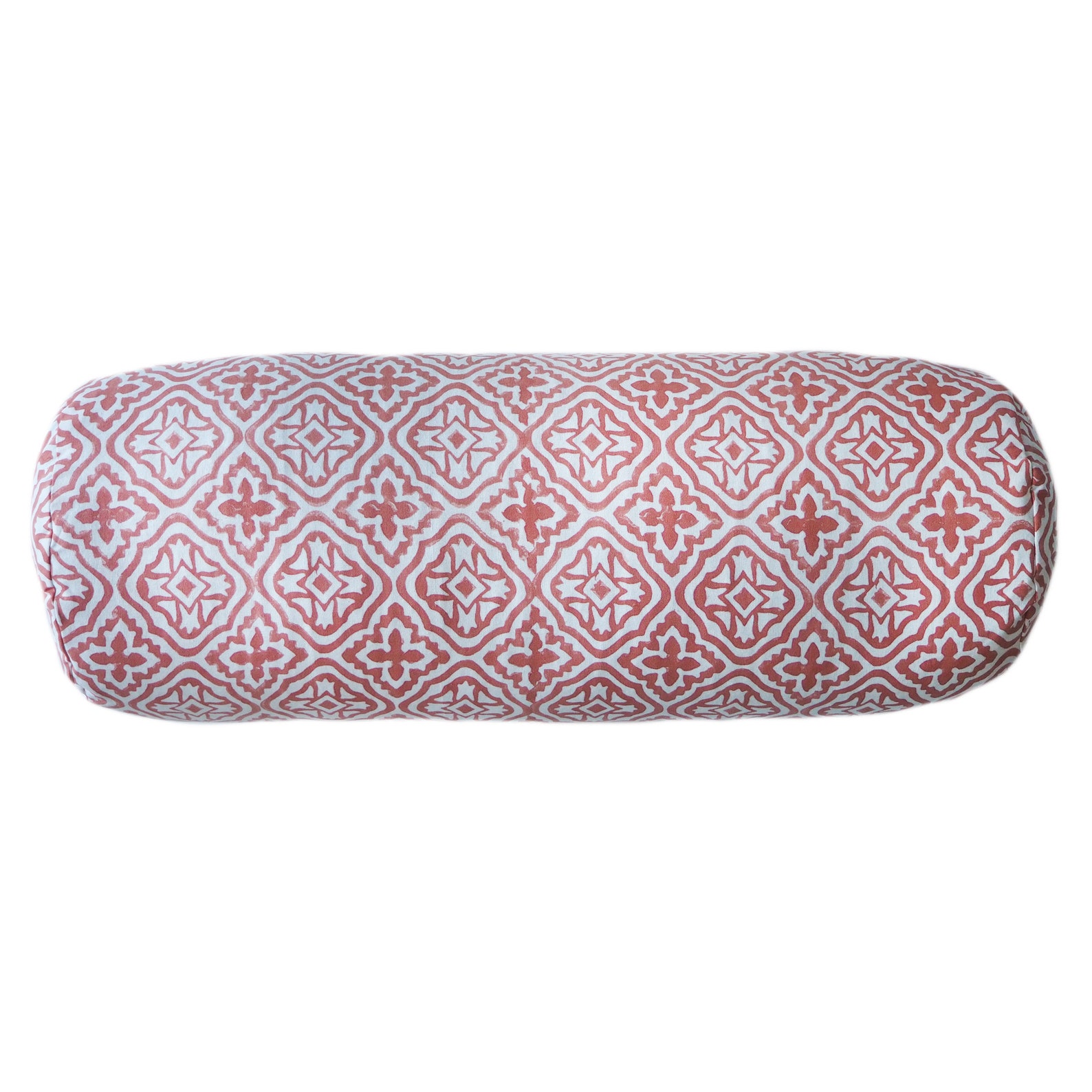 Yoga Bolster Buckwheat Filled Hand Block Printed Coral - Etsy