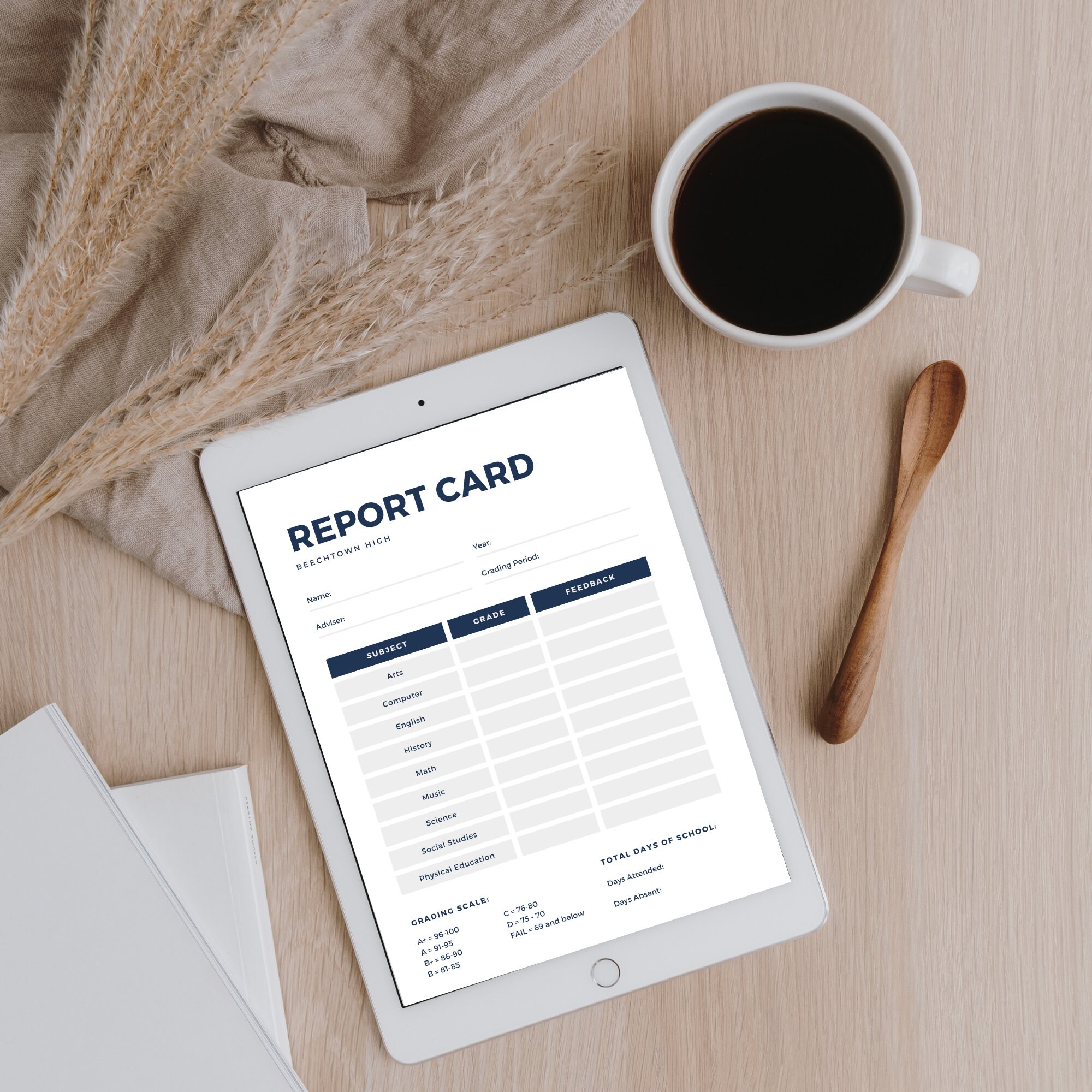 Editable Printable Homeschool Report Card Homeschool Progress Reports ...