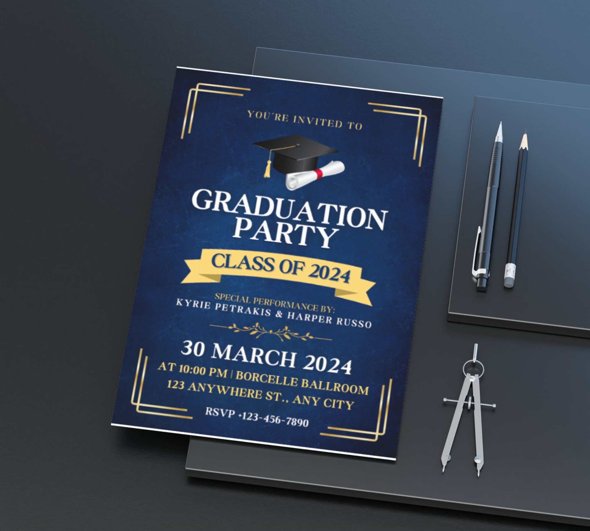 Customizable Graduation Party Invitation , Editable Invitation Template ...