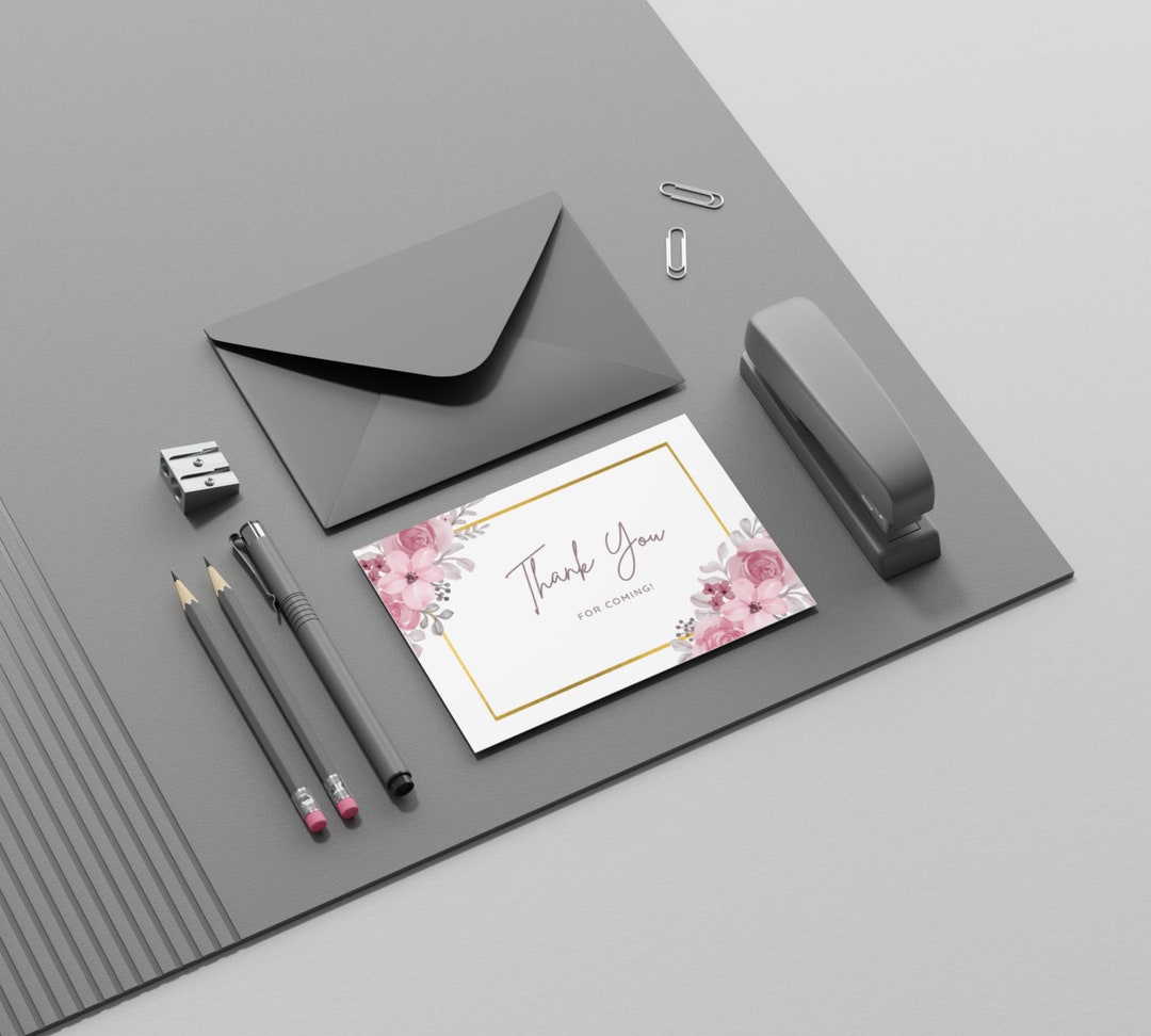 Modern Thank You Card, Elegant Design With Blank Inside for ...
