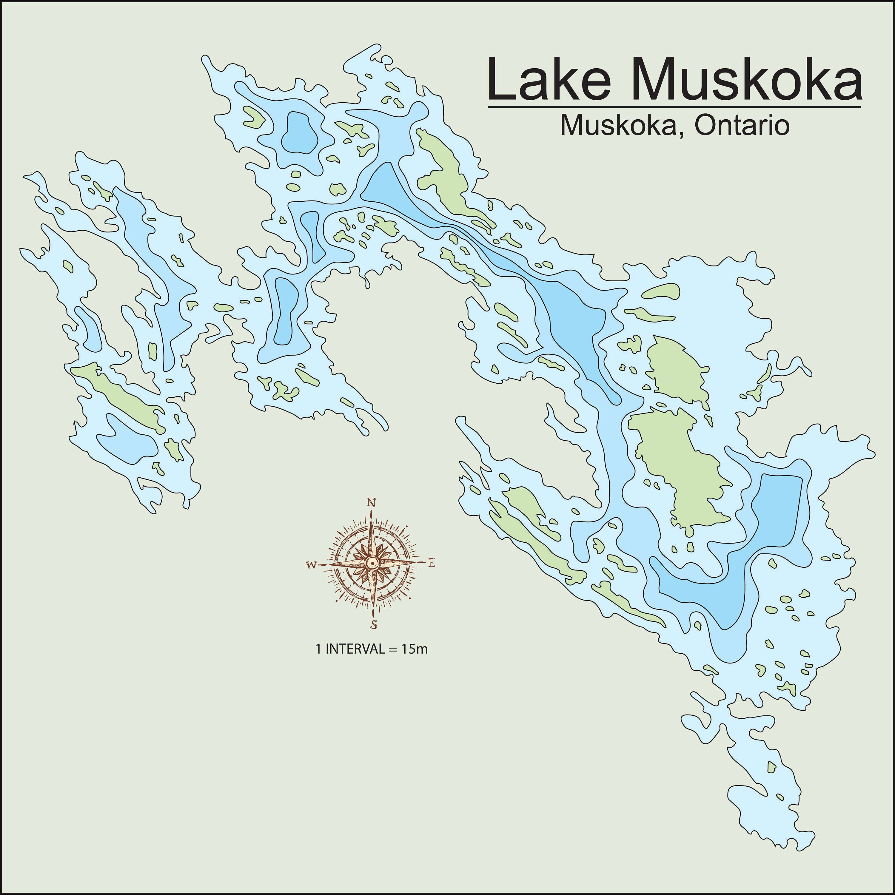 Lake Muskoka Wood Map Etsy