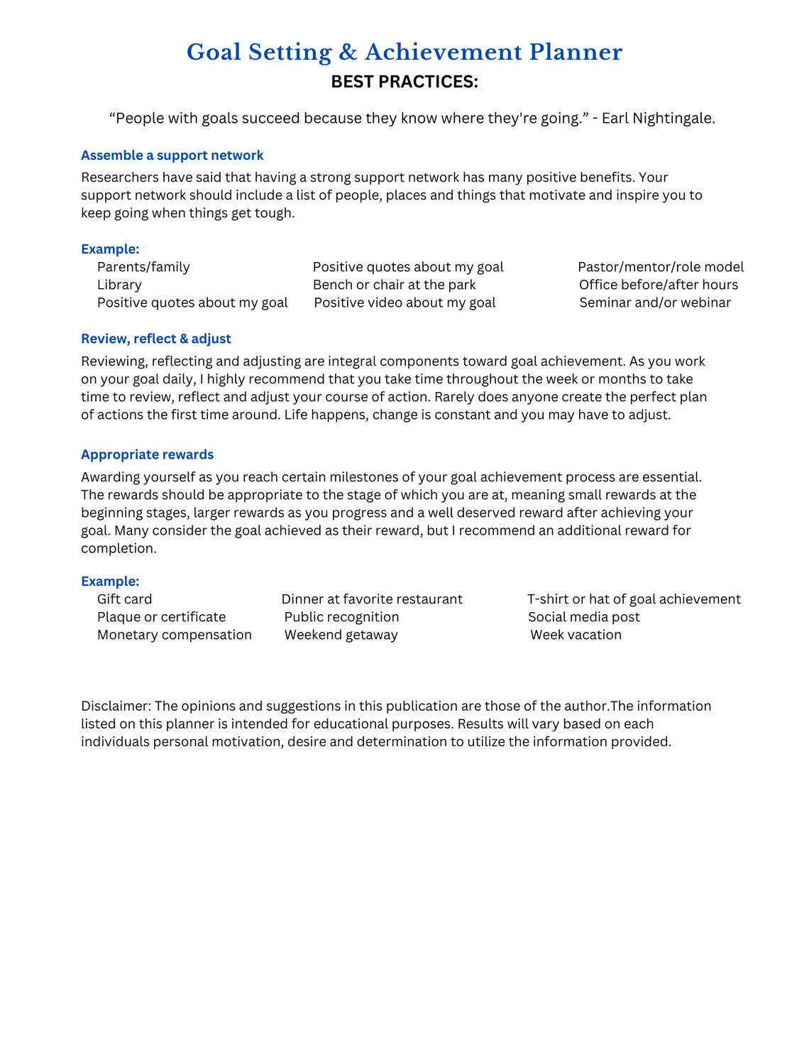 Goal Setting and Achievement Planner, Instructions, Examples, Best ...