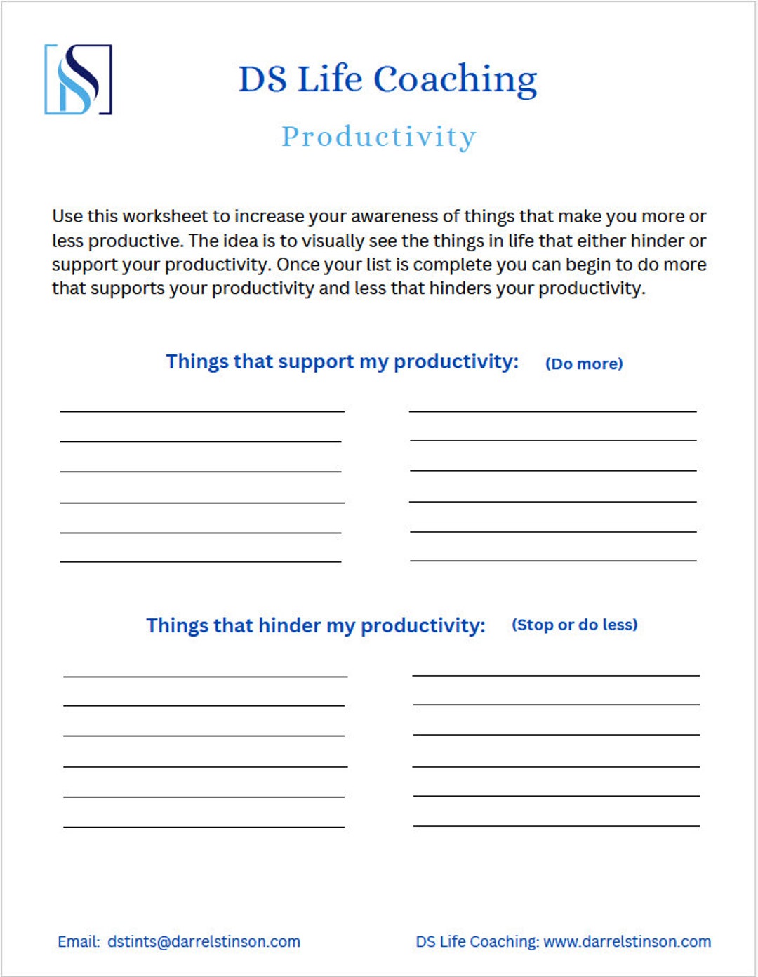 Productivity Worksheet - Etsy