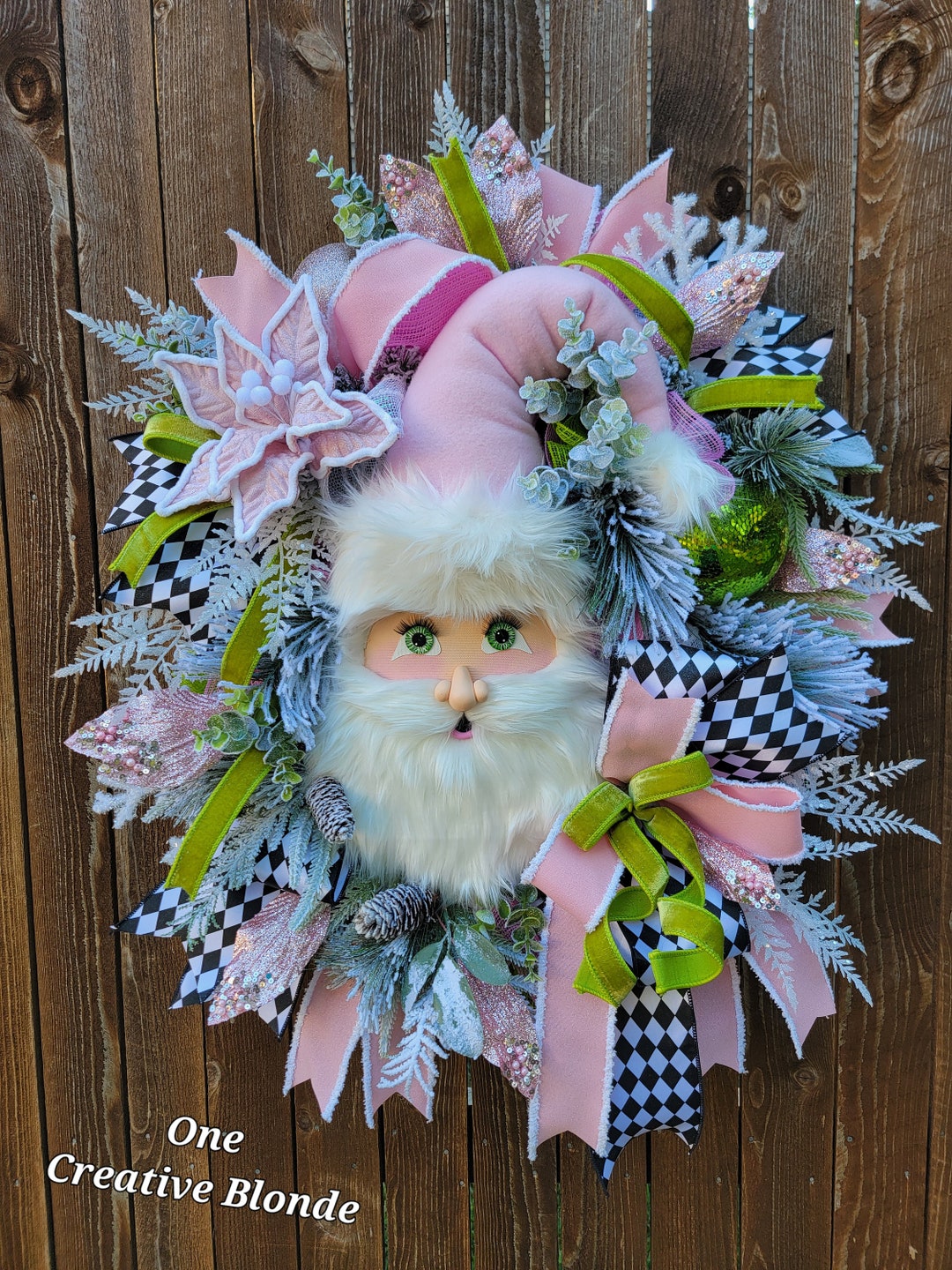 Pink Santa Santa Whimsical Santa Whimsical Christmas - Etsy