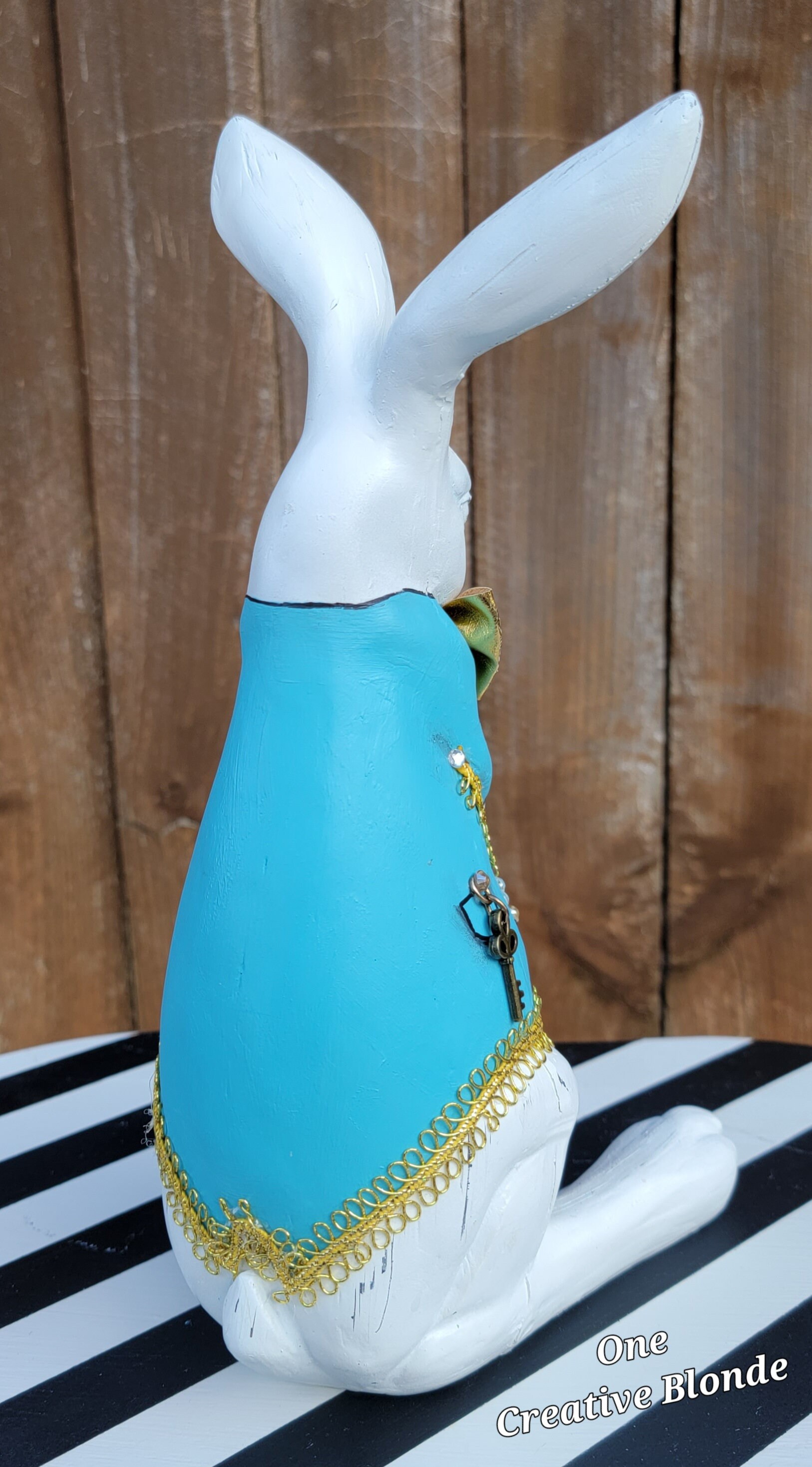 Hand Painted Rabbit, Whimsical Rabbit, White Rabbit, Painted Bunny ...