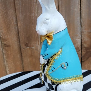 Hand Painted Rabbit, Whimsical Rabbit, White Rabbit, Painted Bunny ...